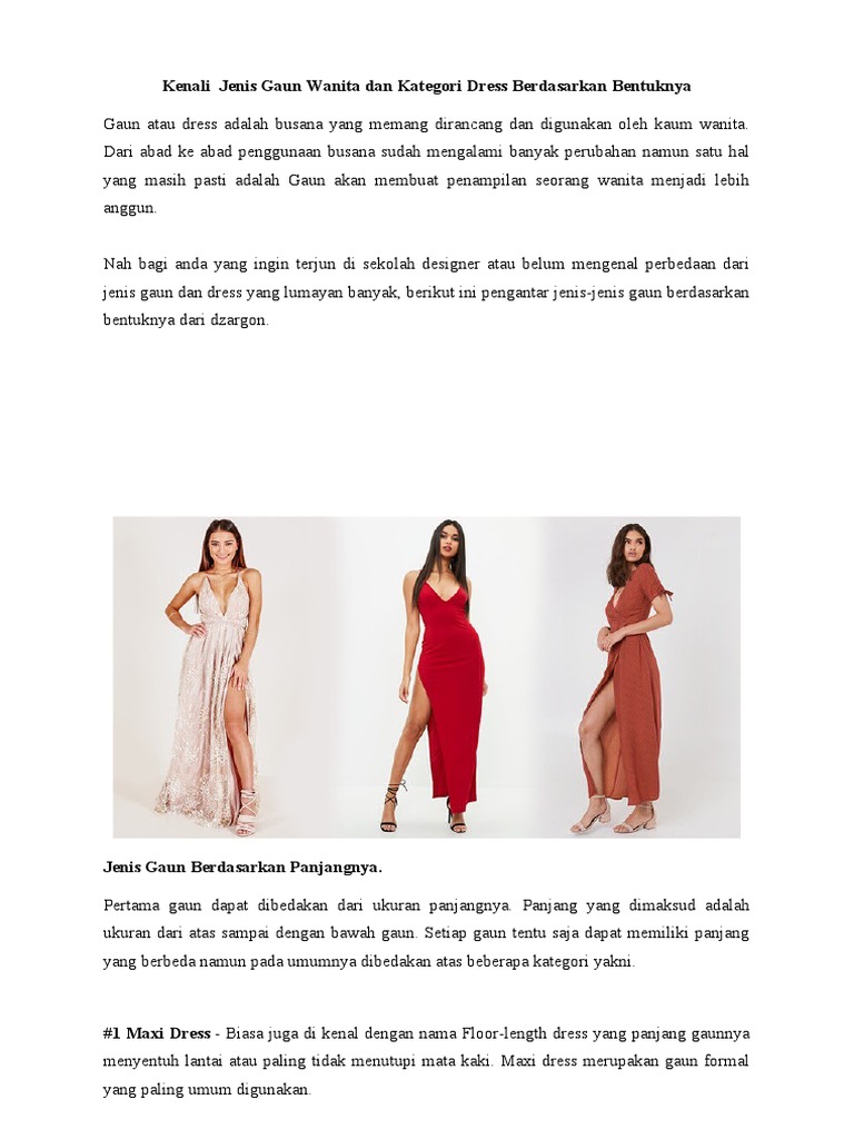 Jenis-Jenis Gaun Wanita dan Dress | PDF