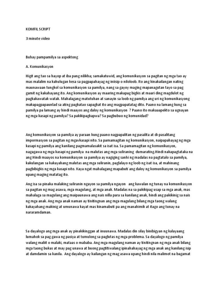KOMFIL SCRIPT 3 Minute Video | PDF