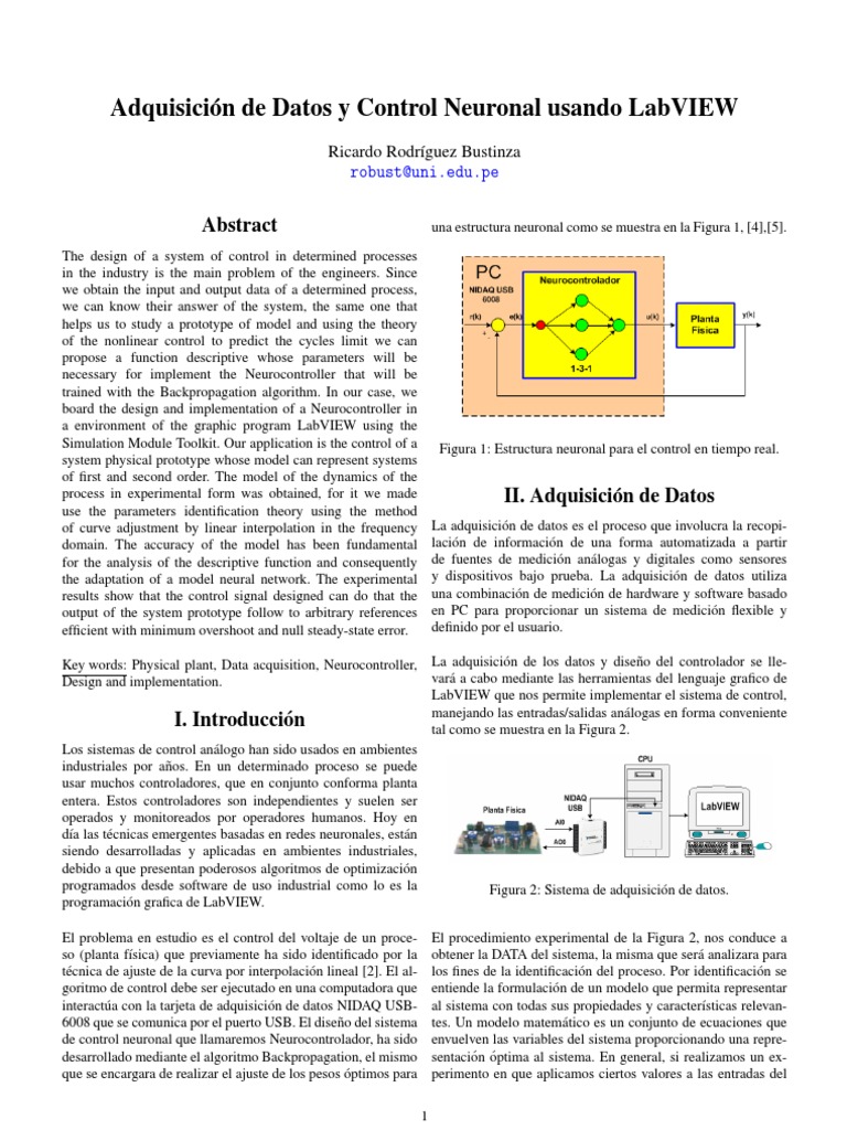Adquisición de Datos y Control Neuronal Usando LabVIEW | PDF ...