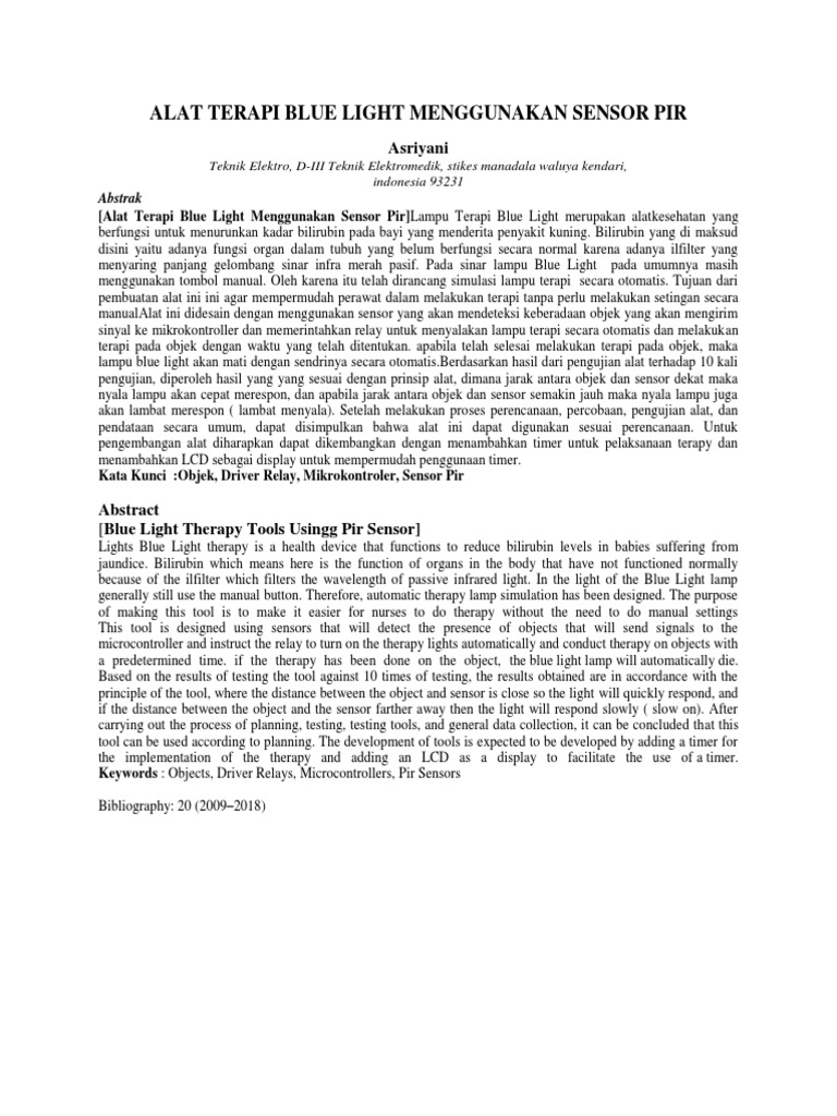 Alat Terapi Blue Light Otomatis PIR | PDF | Kesehatan Holistik