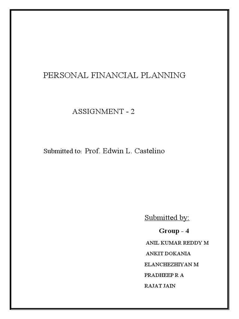 Personal Financial Planning: Assignment - 2 | PDF | Investing | Non ...