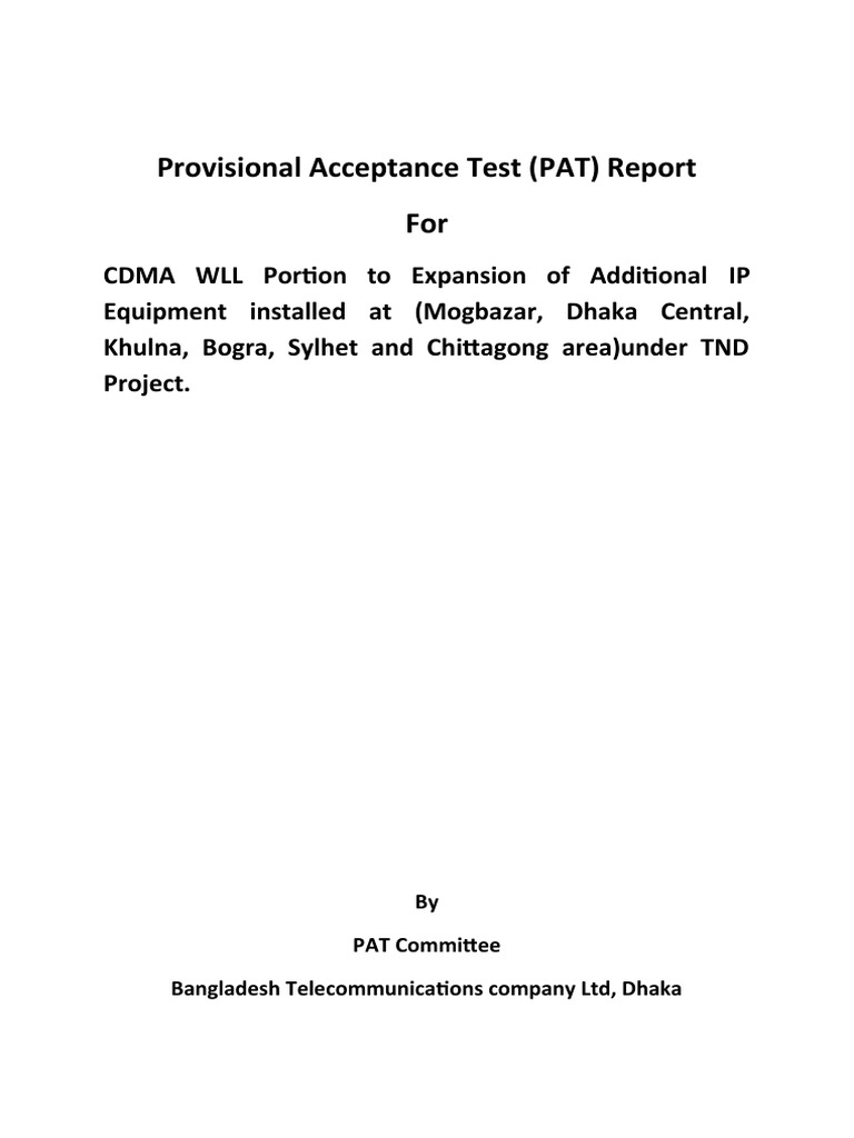 Provisional Acceptance Test PAT Report F | PDF | Telecommunications ...
