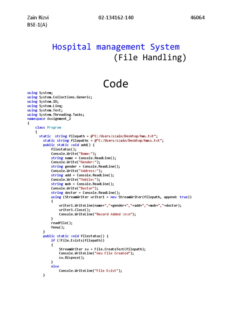 Hospital Management System | PDF | Command Line Interface | Computer ...