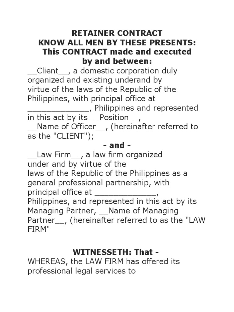 Retainer Template | PDF | Lawyer | Law Firm