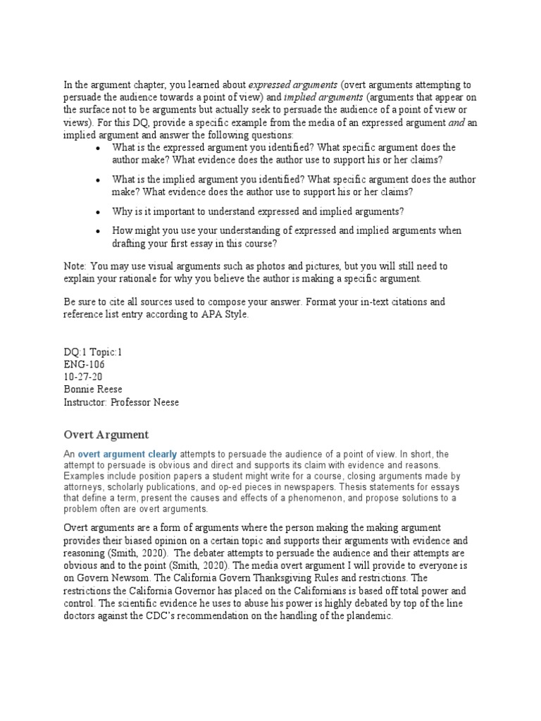 Overt Argument Clearly | Download Free PDF | Essays | Argument