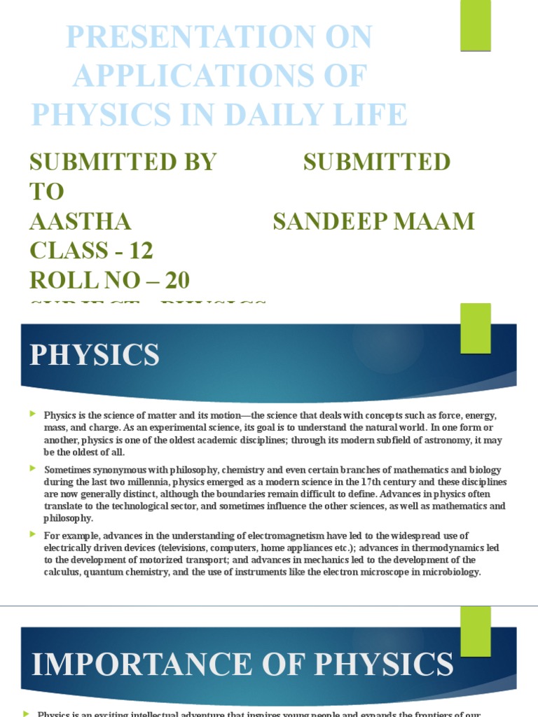 Physics Applications in Daily Life | PDF | Physics | Force