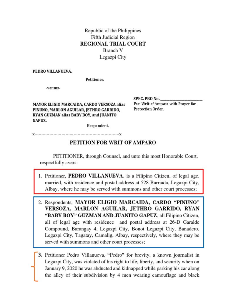 Petition For Writ of Amparo For Report | PDF | Judiciaries | Public Law