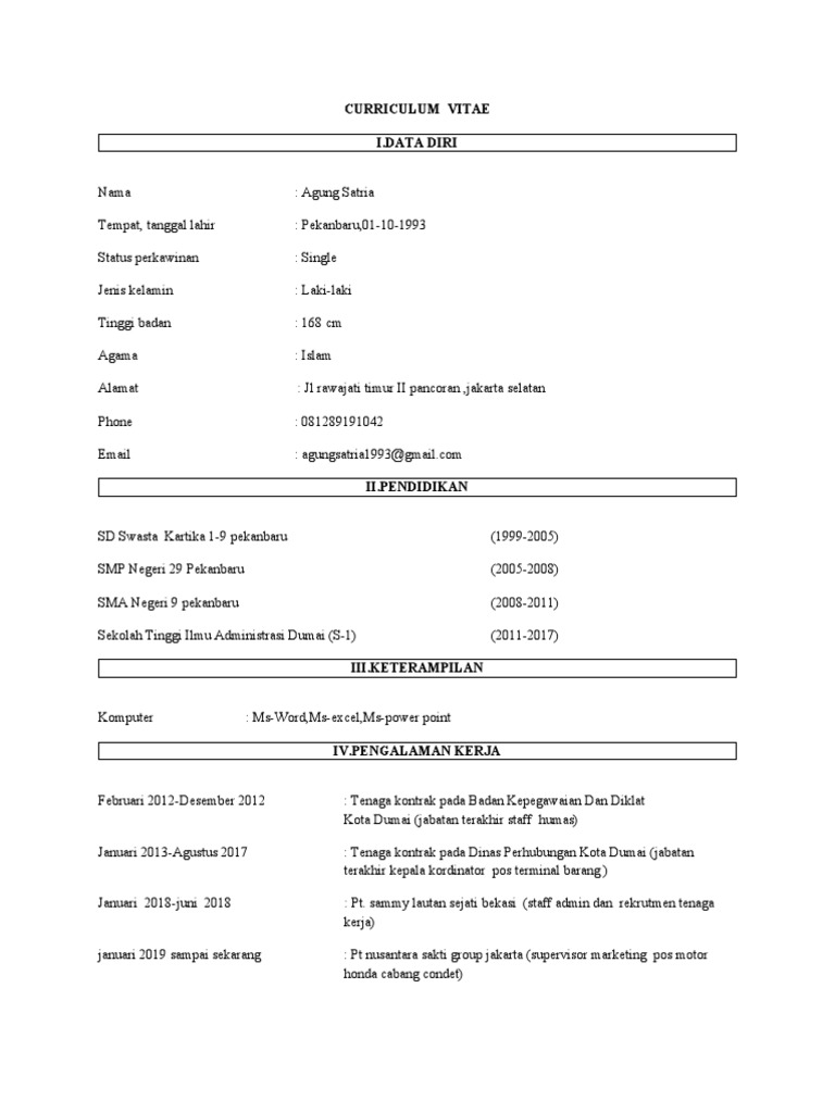 Curriculum Vitae Agung 03 | PDF