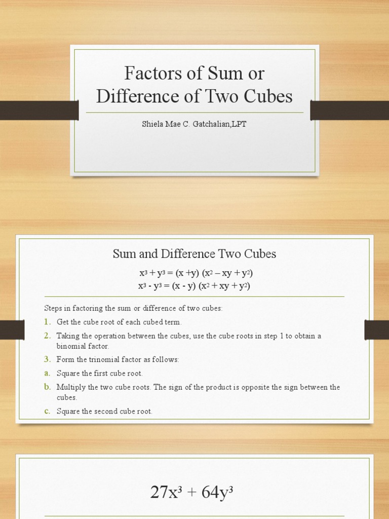 Factors of Sum or Difference of Two Cubes | PDF