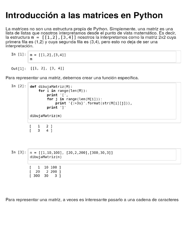 Introducción A Las Matrices en Python PDF | PDF