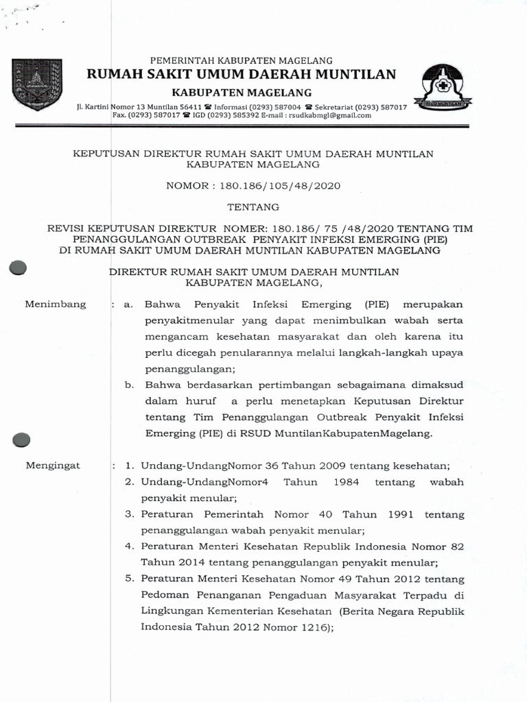 SK Tim Pie Rsud Muntilan Tahun 2020 | PDF