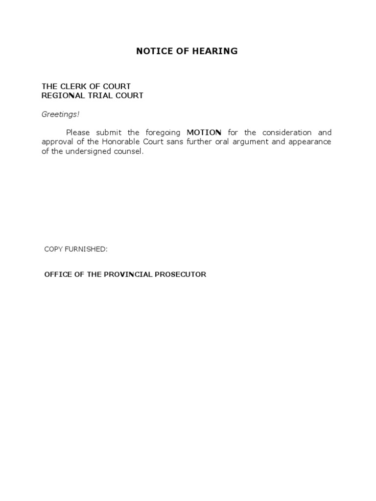 Notice of Hearing | PDF
