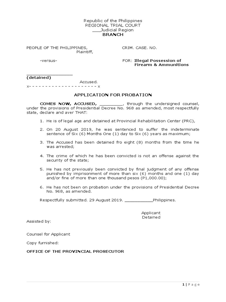 Branch: Republic of The Philippines Regional Trial Court - Judicial ...