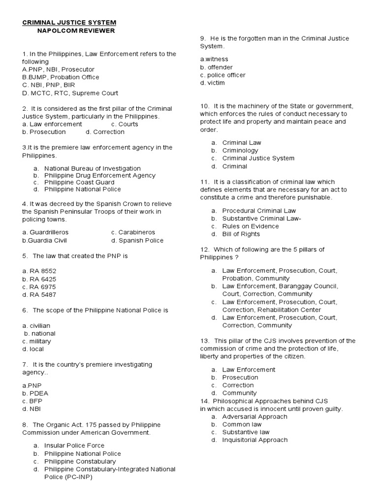 CRIMINAL JUSTICE SYSTE Posttest | PDF | Prosecutor | Criminal Justice
