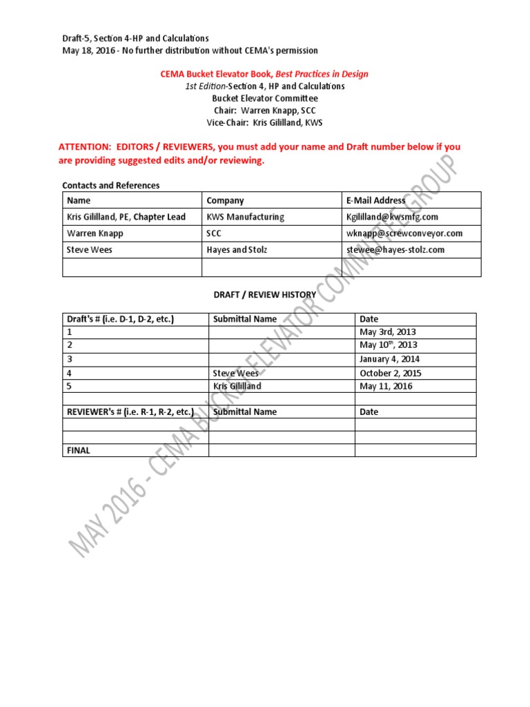Section 4 D5 Bucket Elevator HP and Calculations | PDF | Bending | Belt ...