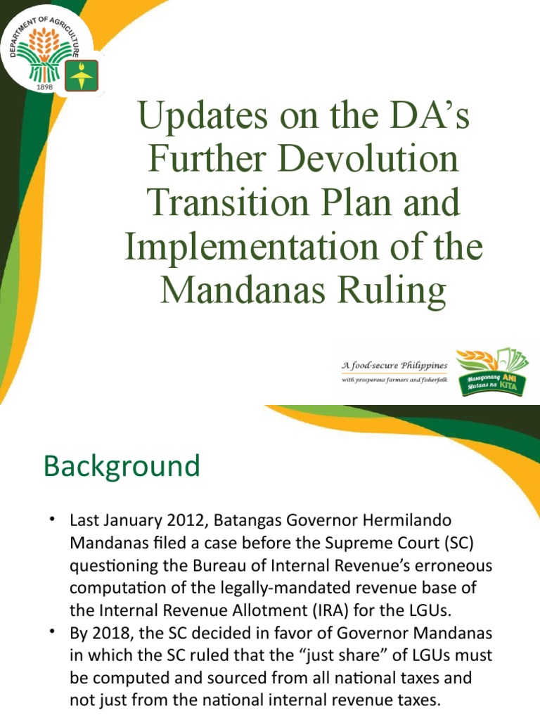 Updates On The DA Further Devolution Transition Plan - For ATIMA | PDF ...