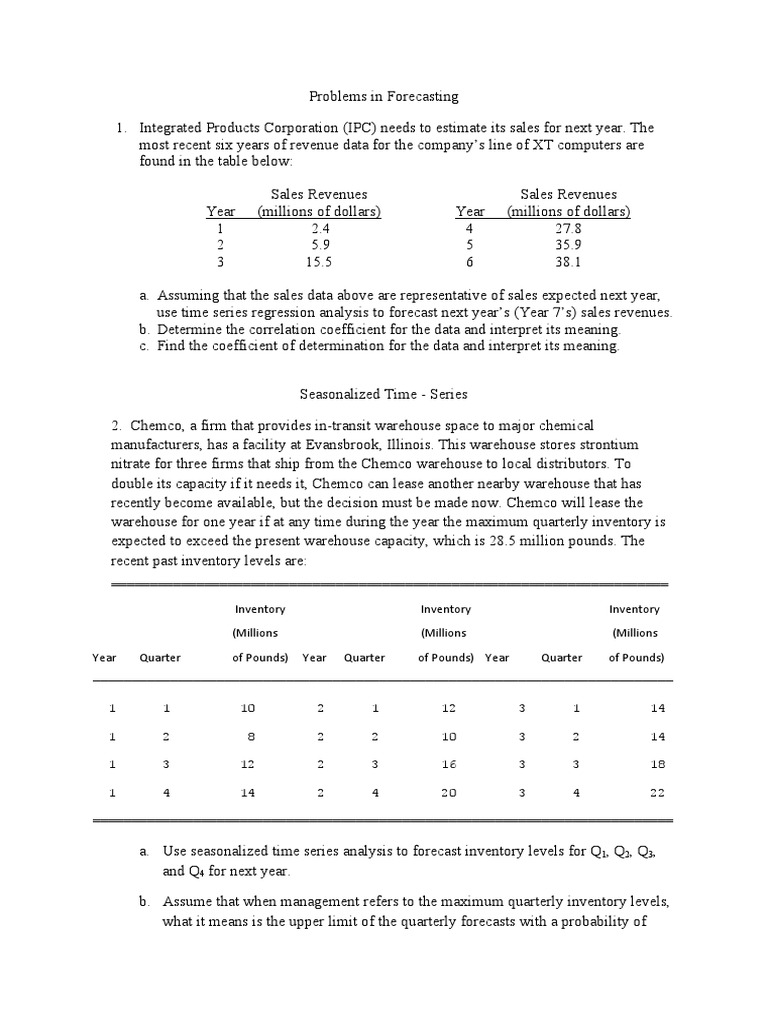 Problems in Forecasting | PDF | Forecasting | Scientific Modeling