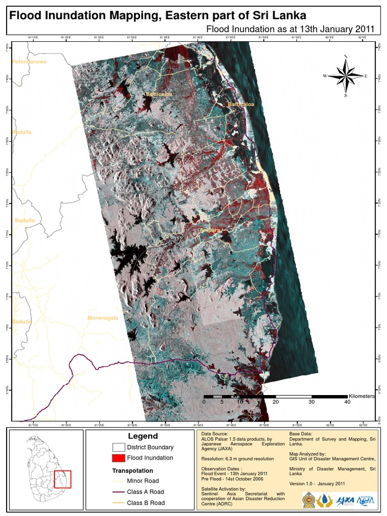 Flood Inundation Mapping, Eastern Part of Sri Lanka | PDF | Flood ...