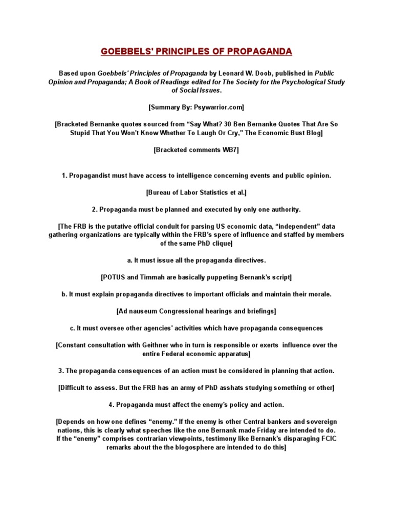 From Goebbels To Bernanke | PDF | Propaganda | Recession