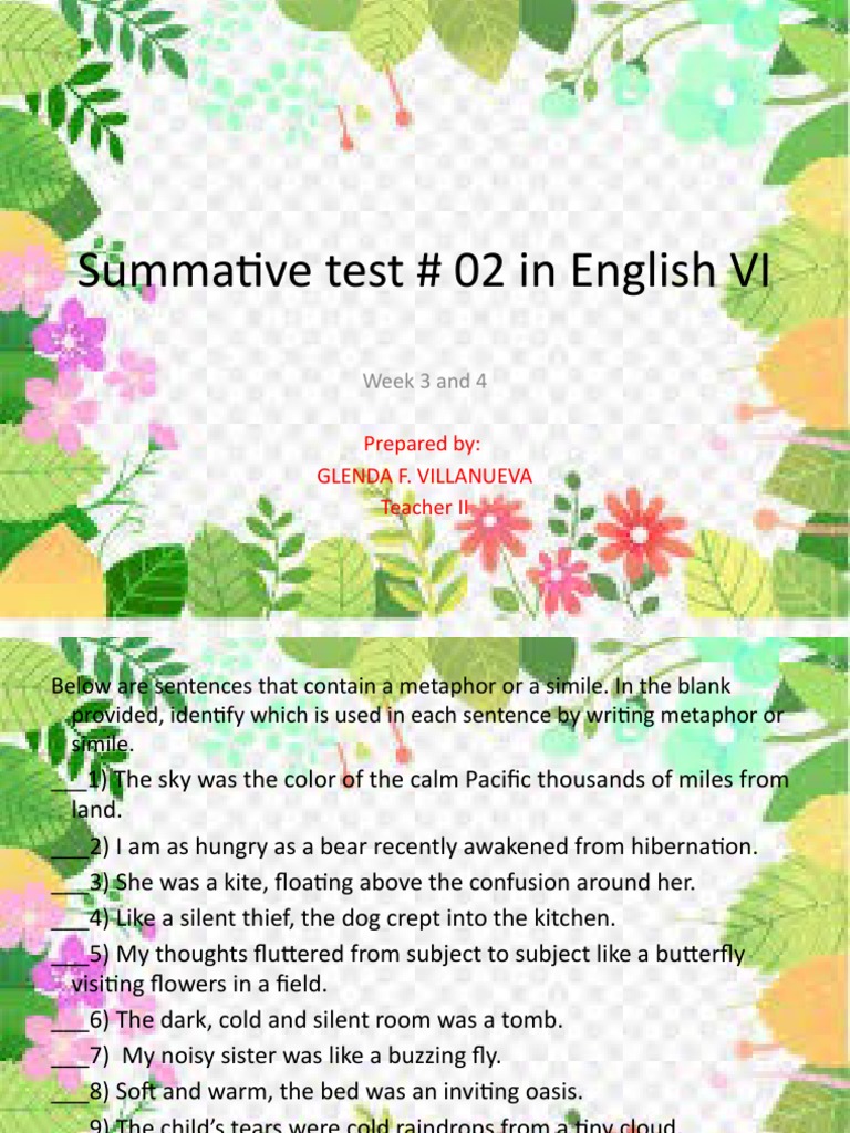 Summative Test No. 2 English 6 | PDF