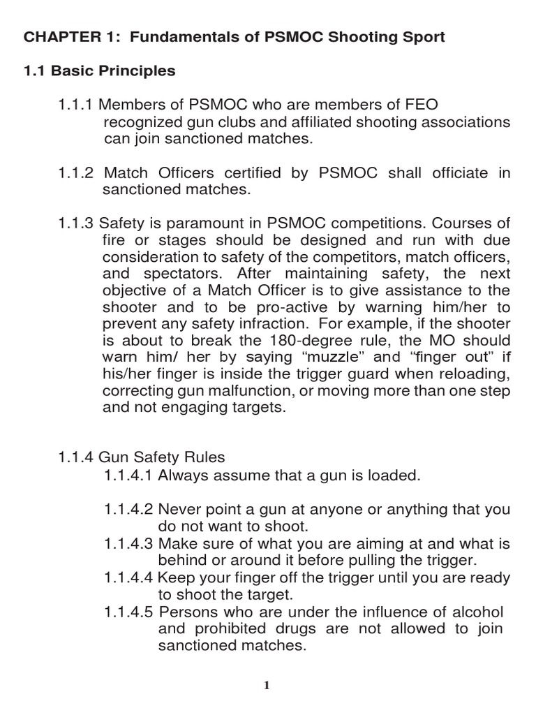 CHAPTER 1: Fundamentals of PSMOC Shooting Sport 1.1 Basic Principles ...