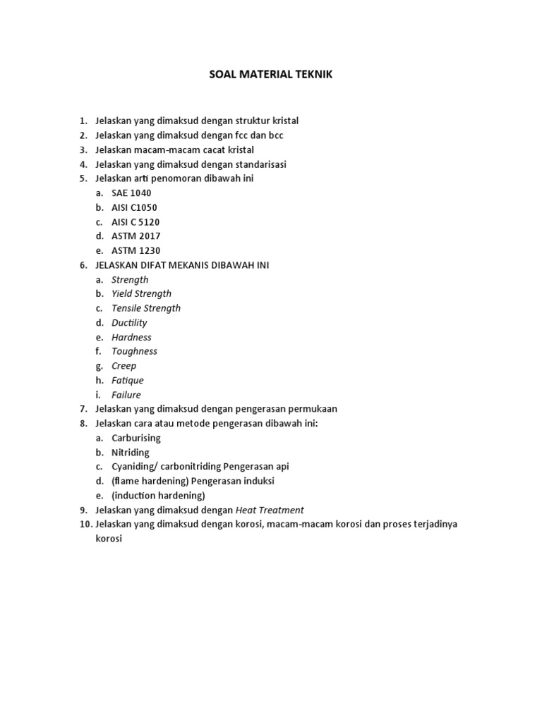 Soal Uas Material Teknik | PDF