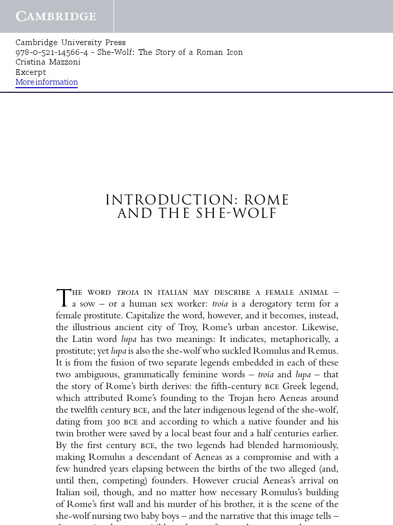She-Wolf. The Story of A Roman Icon - Excerpt | PDF | Romulus And Remus ...