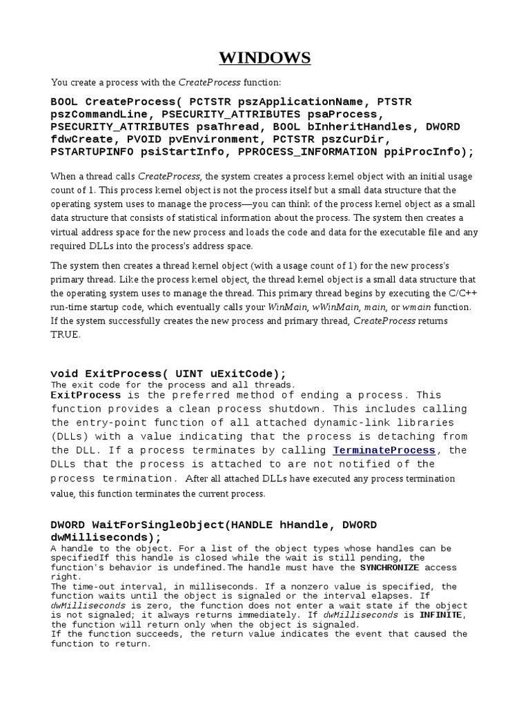 Windows: Exitprocess Is The Preferred Method of Ending A Process. This ...