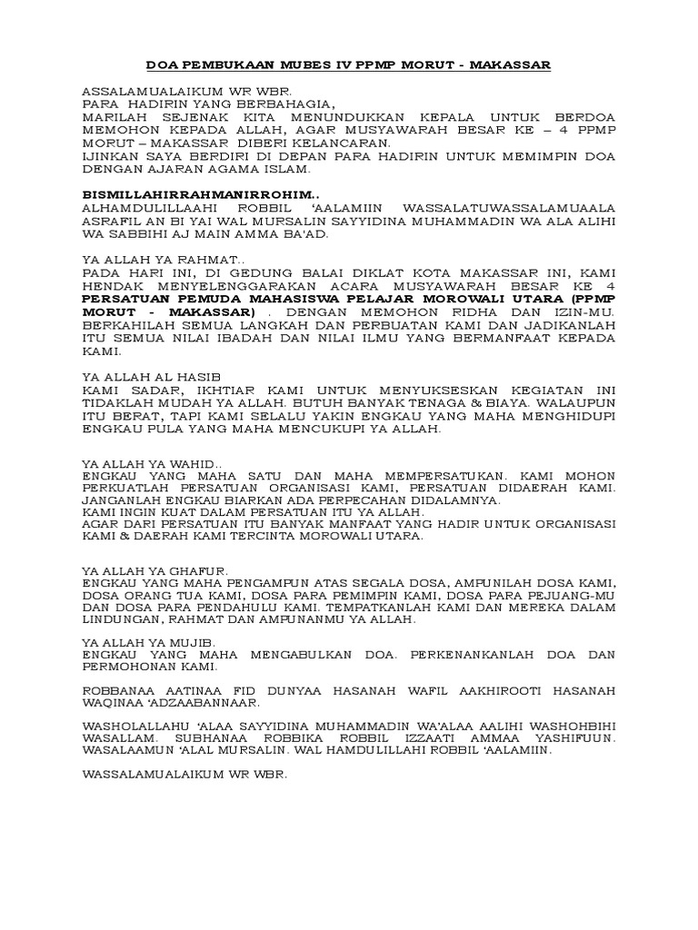 Doa Pembukaan Mubes IV | PDF