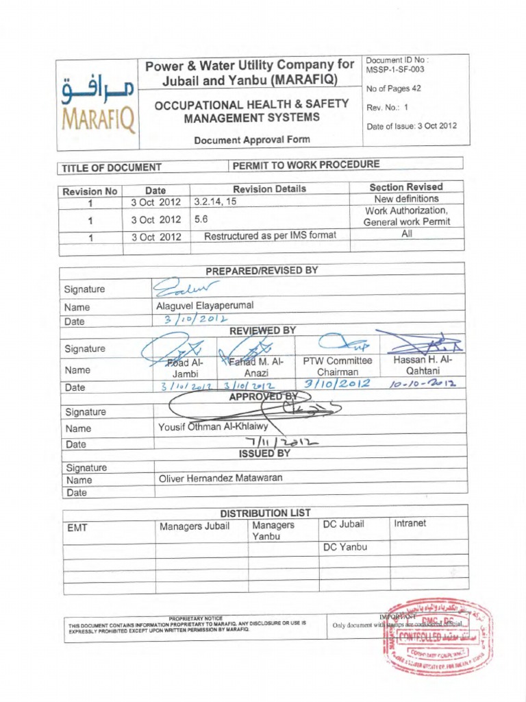 Marafiq Doc Isolation Permit To Work | PDF