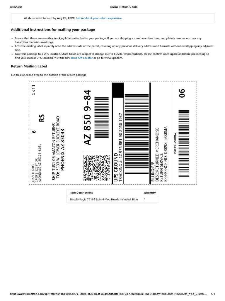 Additional Instructions For Mailing Your Package: Tell Us About Your Return Experience | PDF