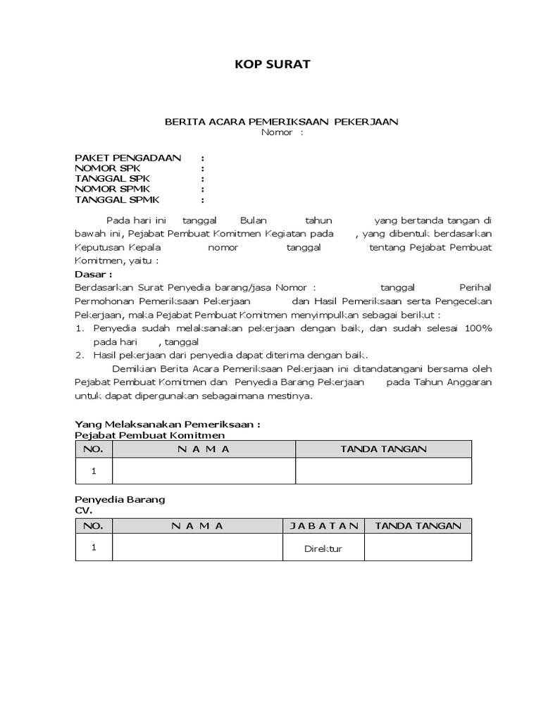 Contoh BA Pemeriksaan Barang | PDF