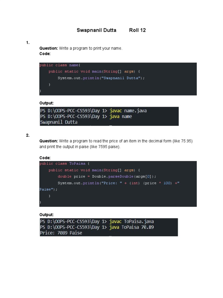 Swapnanil Dutta PCC-CS593 | PDF | Parameter (Computer Programming) | Fahrenheit