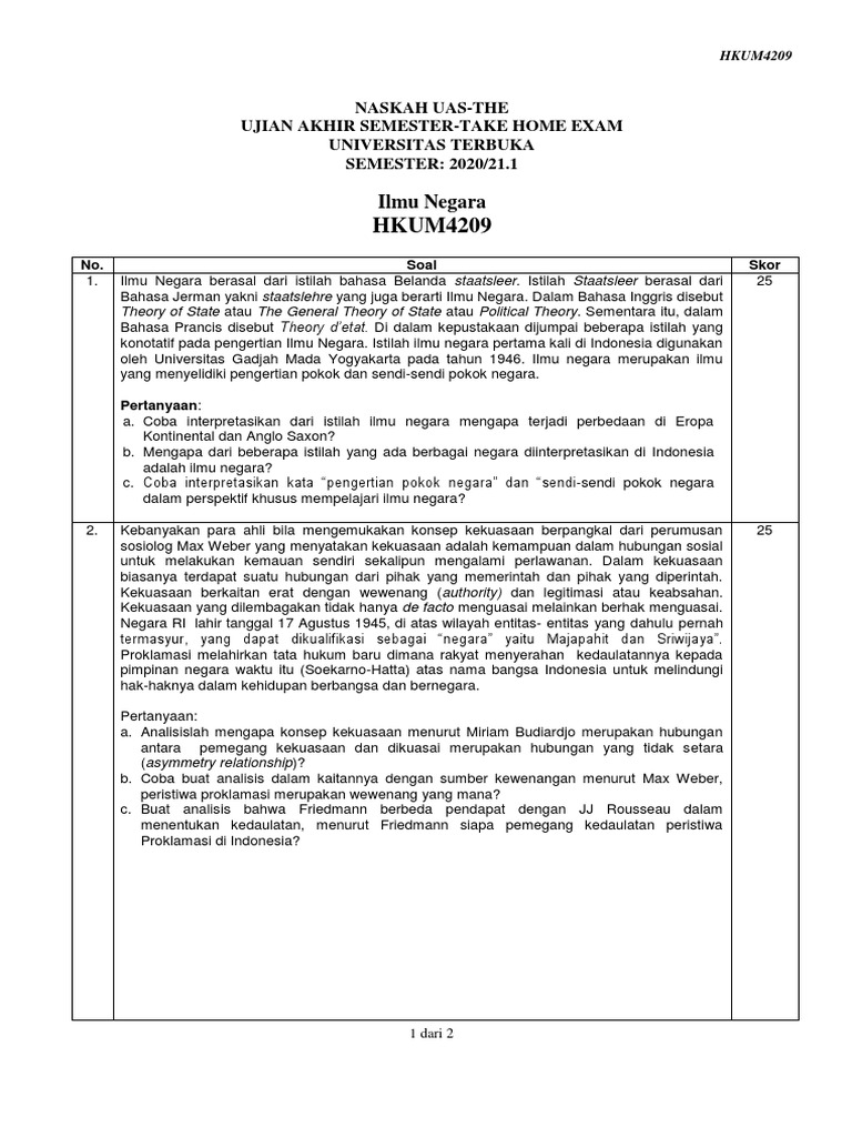 Naskah - HKUM4209 - The - 1 Ilmu Negara | PDF