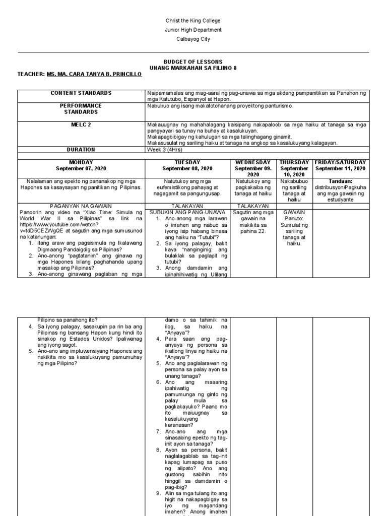 Bol Filipino 8-10 | PDF