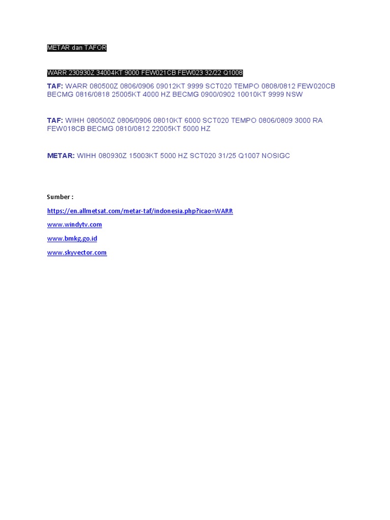 Contoh Metar & Tafor | PDF