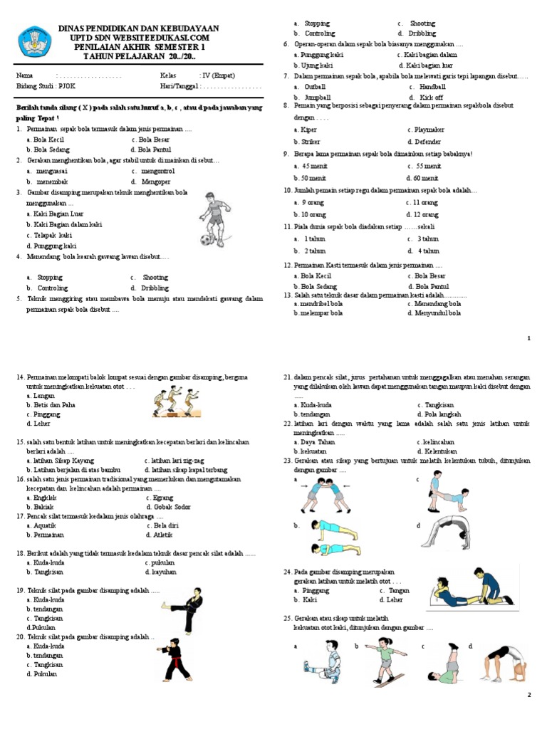 Soal PAS PJOK Kelas 4 | PDF