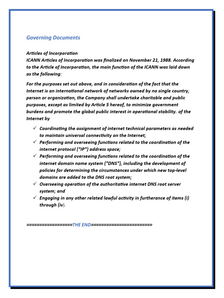 Governing Documents: The End | PDF