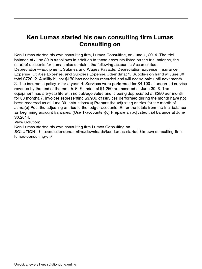 Lumas Consulting Adjusting Entries Guide | PDF