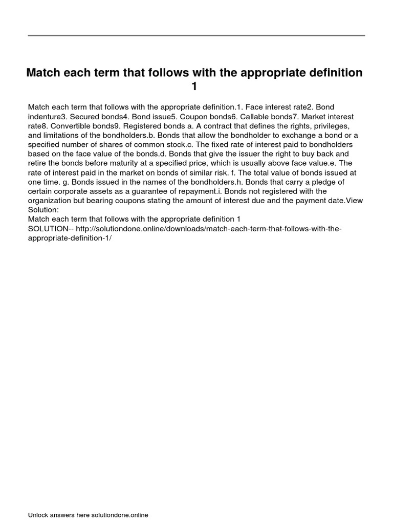 Match Each Term That Follows With The Appropriate Definition 1 | PDF | Law