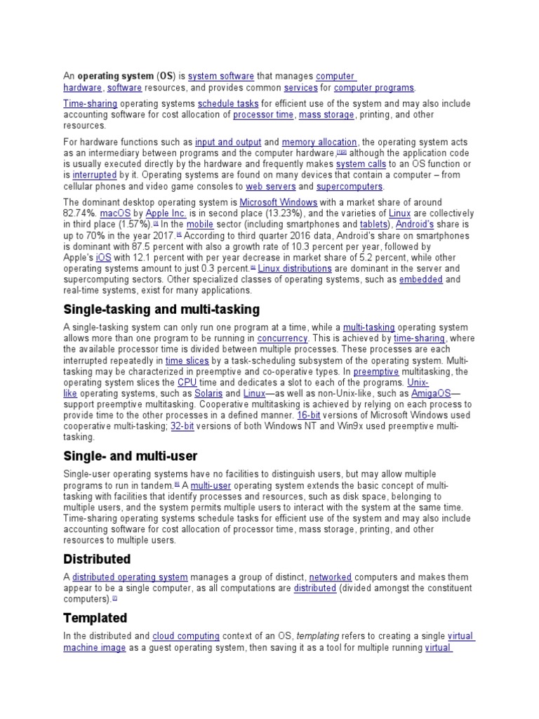 Single-Tasking and Multi-Tasking | PDF | Operating System | Process (Computing)