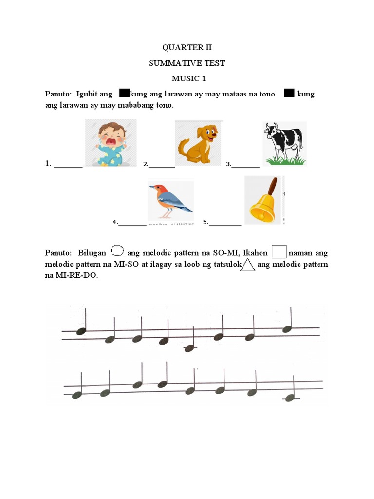 Music 1 Quarter 2 Summative Test | PDF