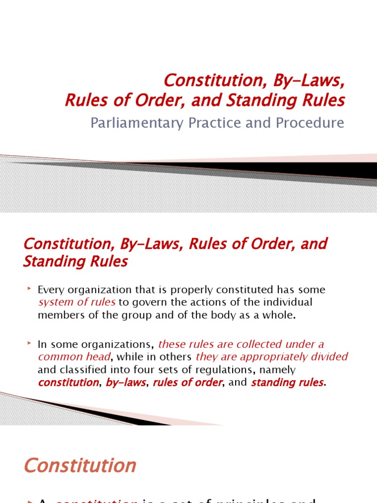 Constitution, By-Laws, Rules of Order, and Standing Rules ...