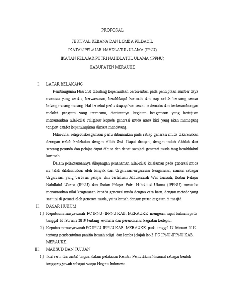 Proposal Pelantikan Pengurus Pc. Ipnu Ippnu | PDF Proposal Pelantikan Pengurus Pc. Ipnu Ippnu | PDF