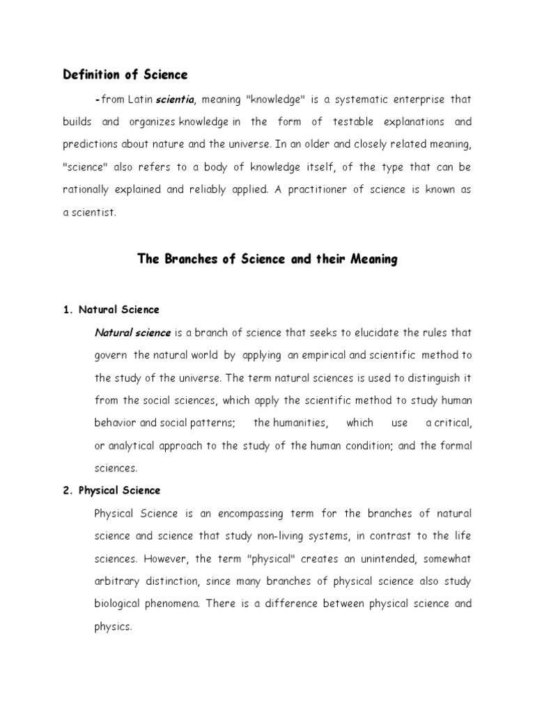 Definition of Science | Download Free PDF | Science | Chemistry