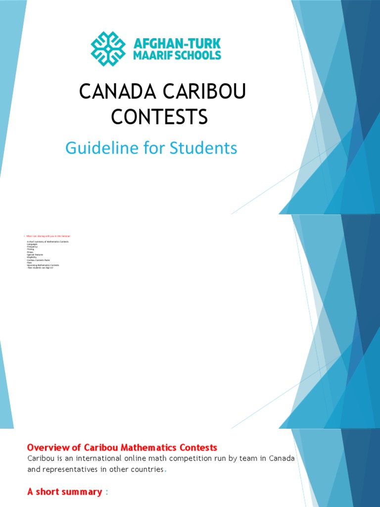 Caribou Mathematics Contest Overview | PDF | Homeschooling | Human Nature