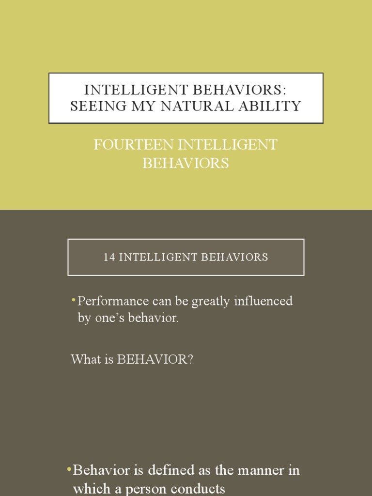 14 Intelligent Behaviors Lesson | PDF | Insight | Behavior