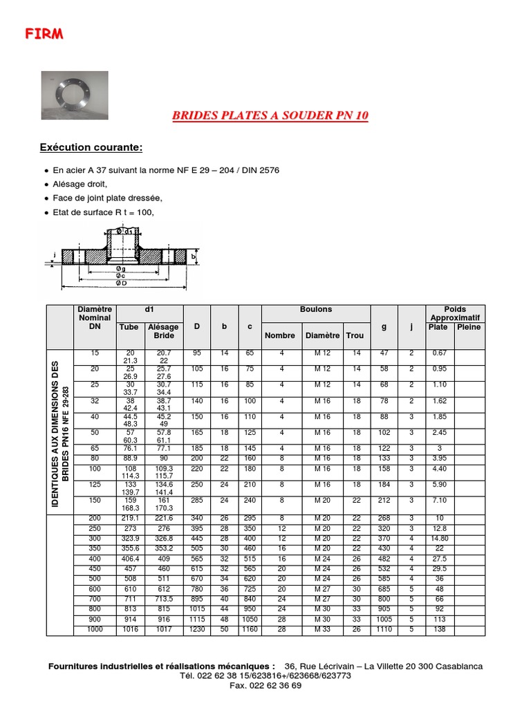 Brides Plates A Souder PN 10 | PDF