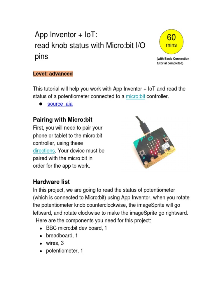 MIT App Inventor Microbit IOpin Potentiometer | PDF | Input/Output | Computer Engineering
