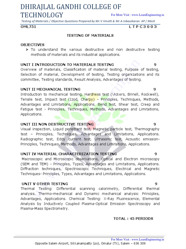 OML751 Testing of Materials | PDF | Deformation (Engineering) | Ductility